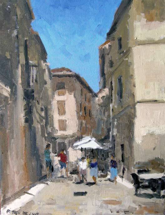 Cuadro al óleo de una calle de Pollença, en Mallorca | Rubén de Luis Rubio