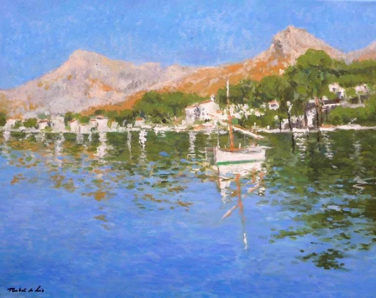 Cuadro al oleo de un paisaje en Puerto Pollença, Mallorca | Rubén de Luis