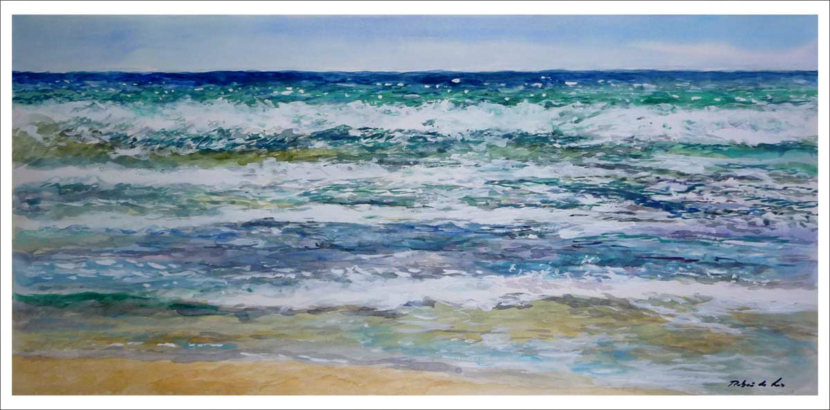 Marina en acuarela del Mar Mediterráneo | Artista Rubén de Luis